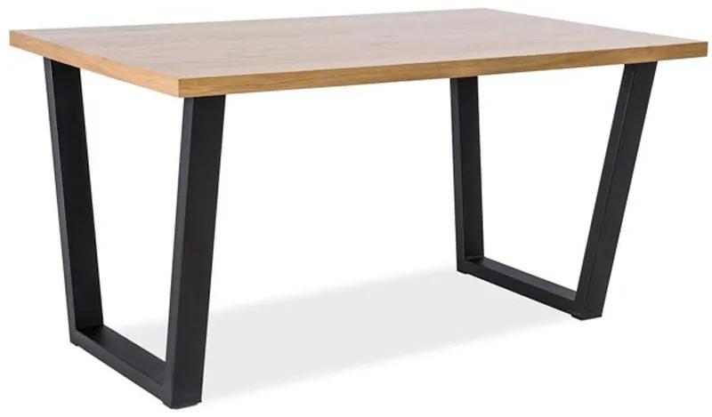 Jídelní stůl, černý/přírodní dub, VALENTINO 120x80