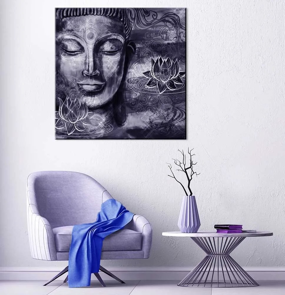 Malvis ® Abstraktní obraz fialový Buddha Velikost (šířka x výška): obdélník - 100x60 cm