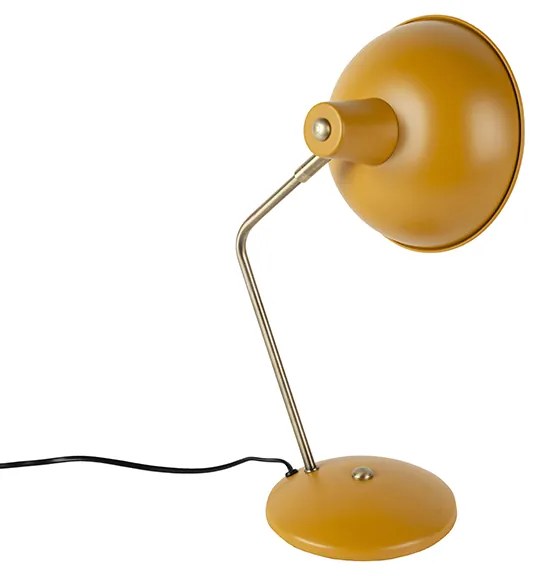 Retro stolní lampa žlutá s bronzem - Milou