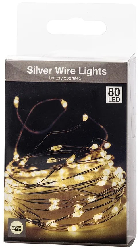 Světelný drát teplá bílá, 80 LED