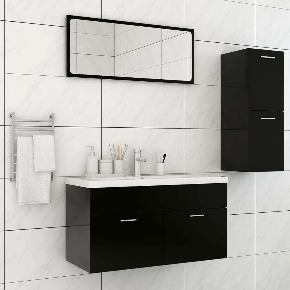 vidaXL Set koupelnového nábytku dřevotříska [3071022] Barva: Černá