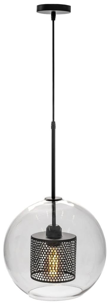 Toolight Skleněná závěsná lampa černá Loft APP559-1CP 30cm