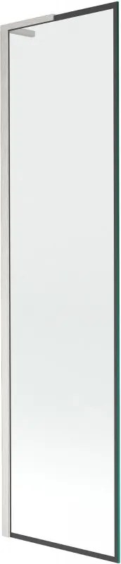 Mexen Next L, 1-křídlová vanová zástěna 50 x 150 cm, 6mm čiré sklo-černý vzor, ​​6mm čiré sklo, profil broušená ocel, 895-050-000-03-70-97