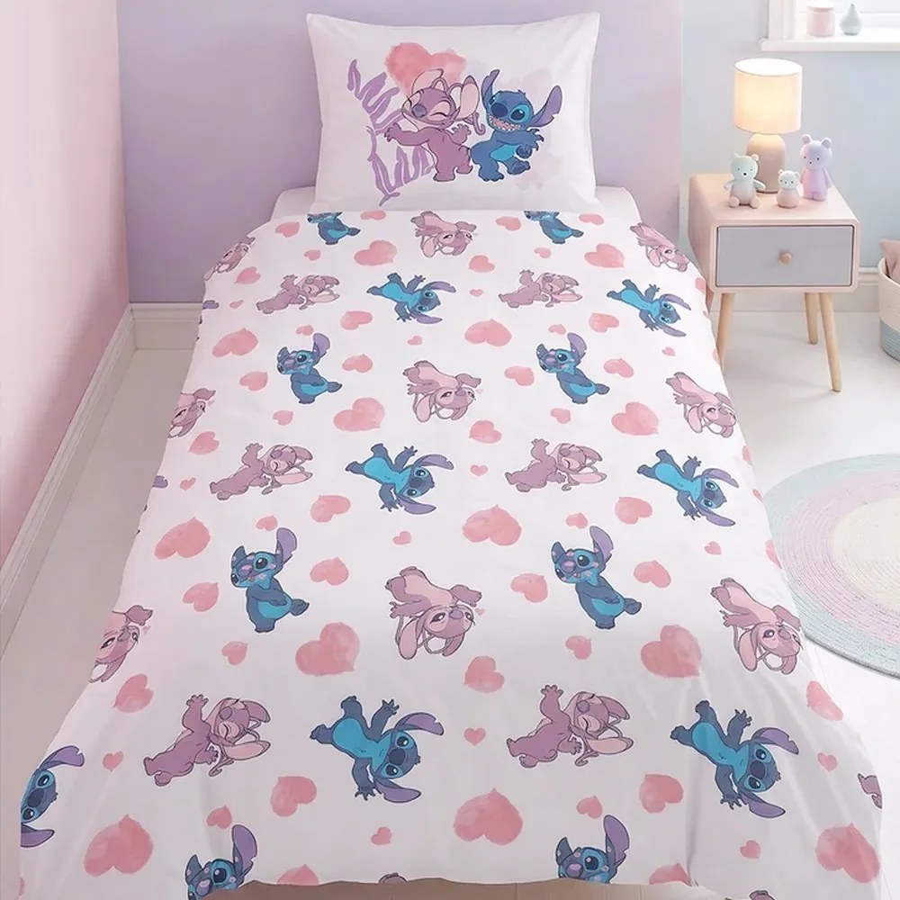 Bavlněné ložní povlečení Lilo & Stitch – Nerozlučná dvojka Stitch a Angel - 100% bavlna - 70x90 cm + 140x200 cm