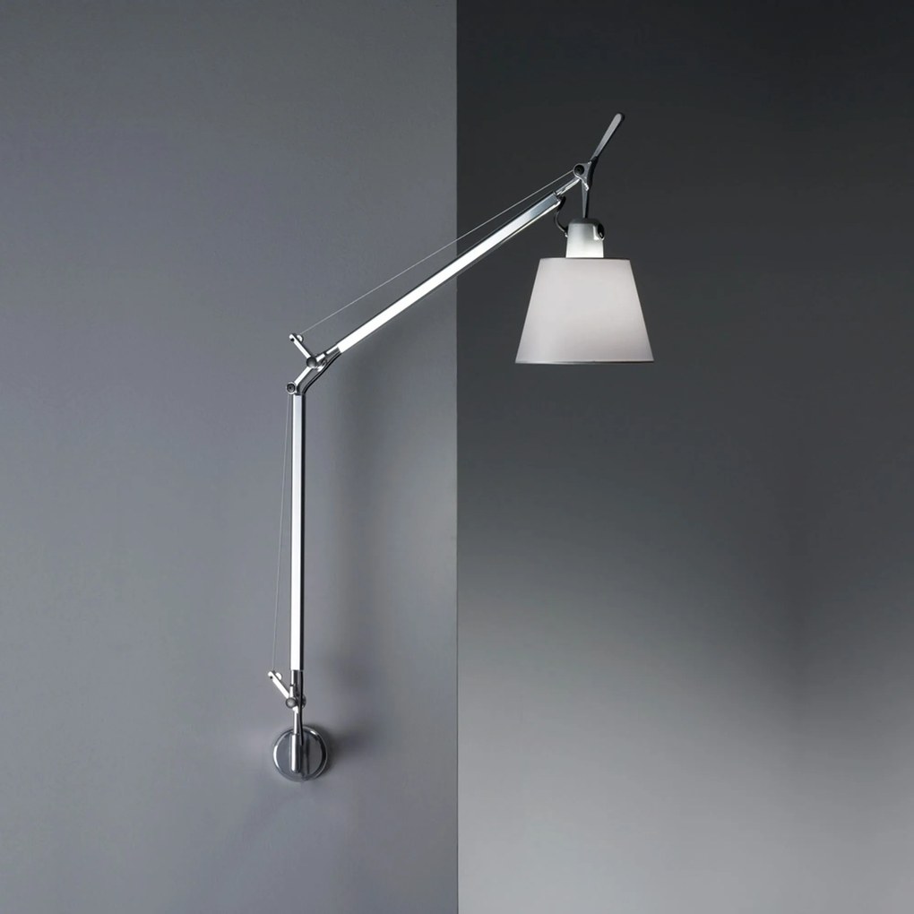 Artemide 0947020A+A025150 Tolomeo basculante parette, nástěnná lampa s vypínačem, satinové stínítko, 1x70W E27, max. výška 111cm