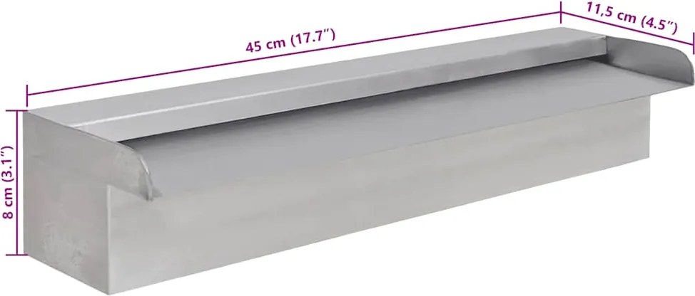 vidaXL Obdélníková bazénová fontána nerezová ocel 45 cm