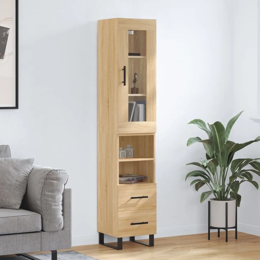 vidaXL Skříň highboard 34,5 x 34 x 180 cm kompozitní dřevo [3199321] Barva: Černá