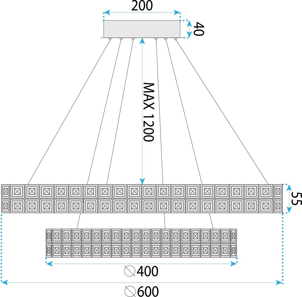 Toolight Toolight, LED stropní svítidlo 60cm, 64W, 4000K, 5000lm, MS007-CP, chromová, OSW-09617