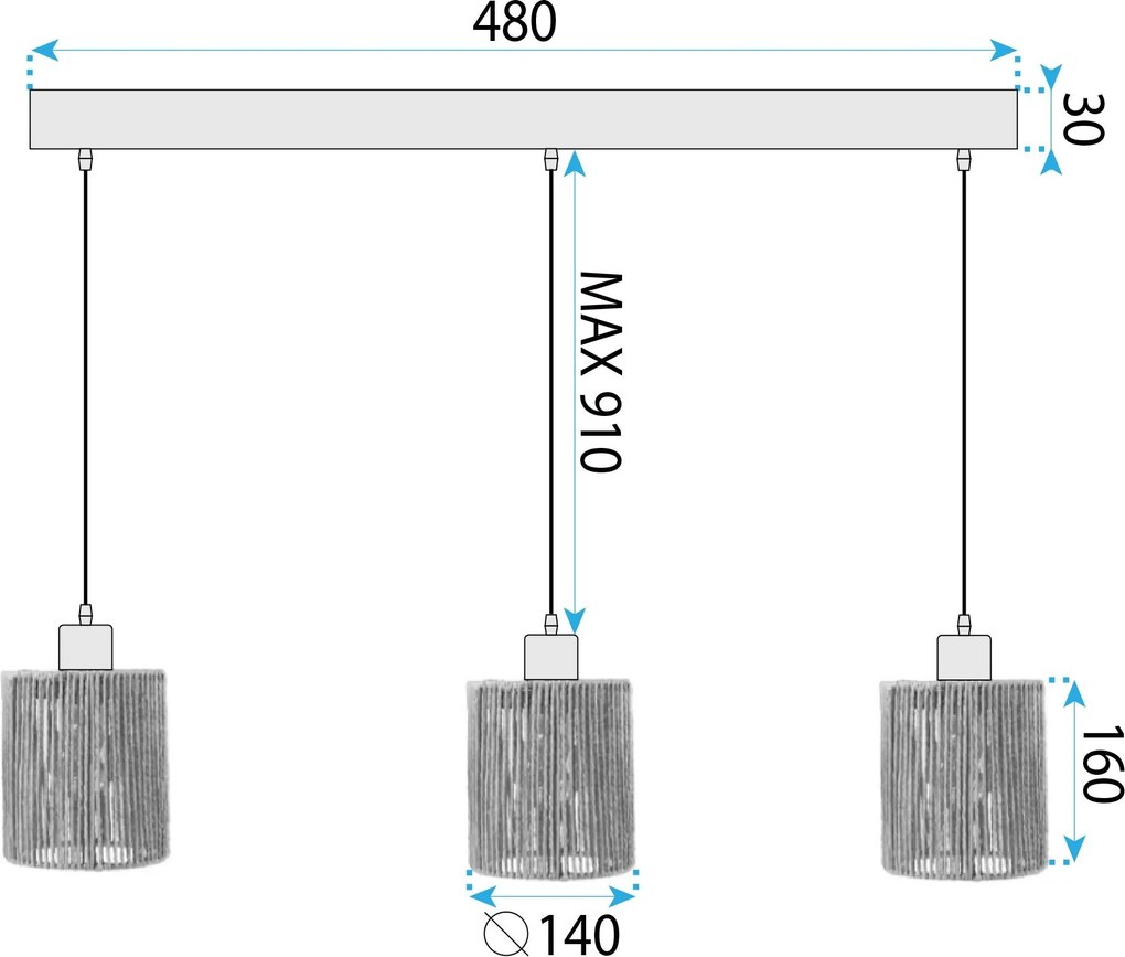 Toolight Toolight, závěsné svítidlo 3xE27, APP1821-3CP, černá matná-hnědá, OSW-00622