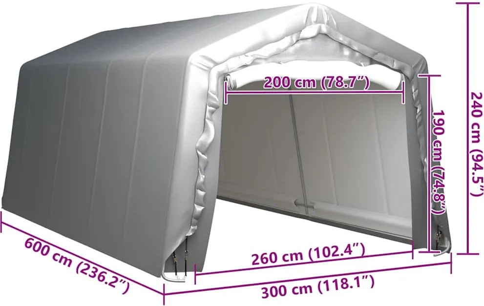 Úložný stan 300 x 600 cm ocelově šedý 3079588