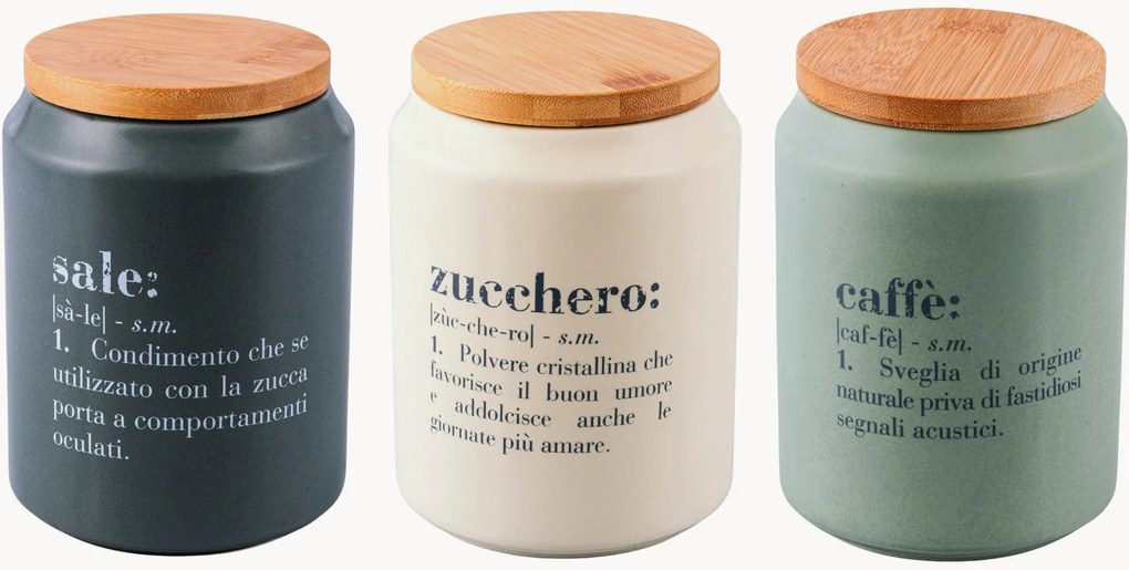 Sada keramických dóz's dřevěnými víčky Victionary, 3 díly