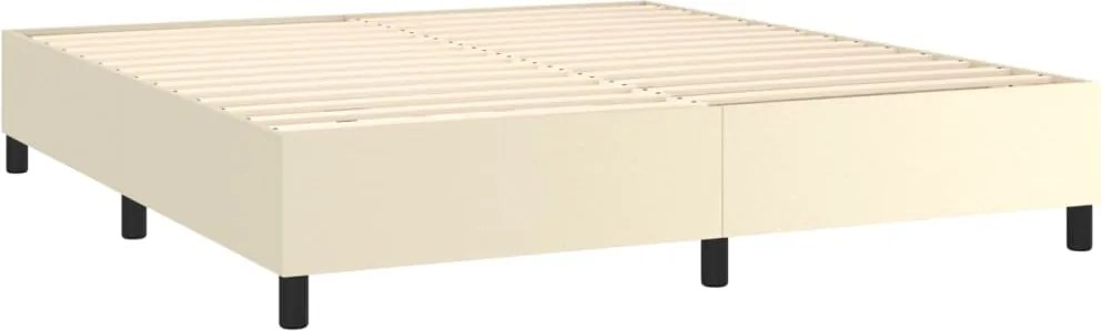 Box spring postel s matrací a LED krémová 160x200 cm umělá kůže 3139393