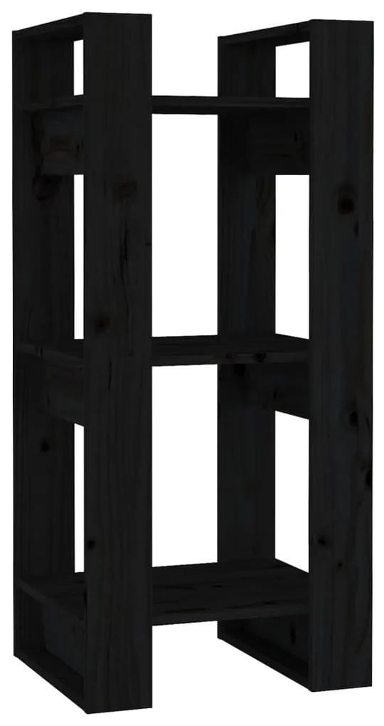 813863 vidaXL Knihovna / dělicí stěna černá 41 x 35 x 91 cm masivní borovice