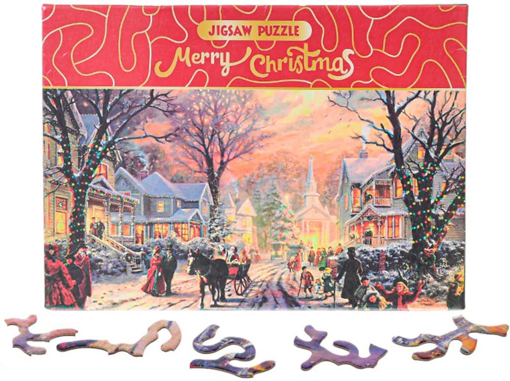_Ostatní 1_ PUZZLE Merry Christmas Zasněžená ulice 75x50cm 468 dílků skládačka v krabici 81309