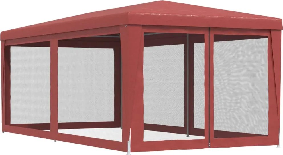 Party stan se 6 síťovanými bočnicemi červený 3 x 6 m HDPE 319240