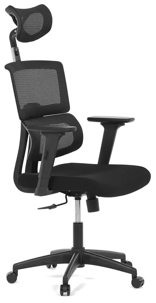 Autronic Kancelářská židle, potah černá látka a černá síťovina MESH, houpací mech. KA-B1025 BK
