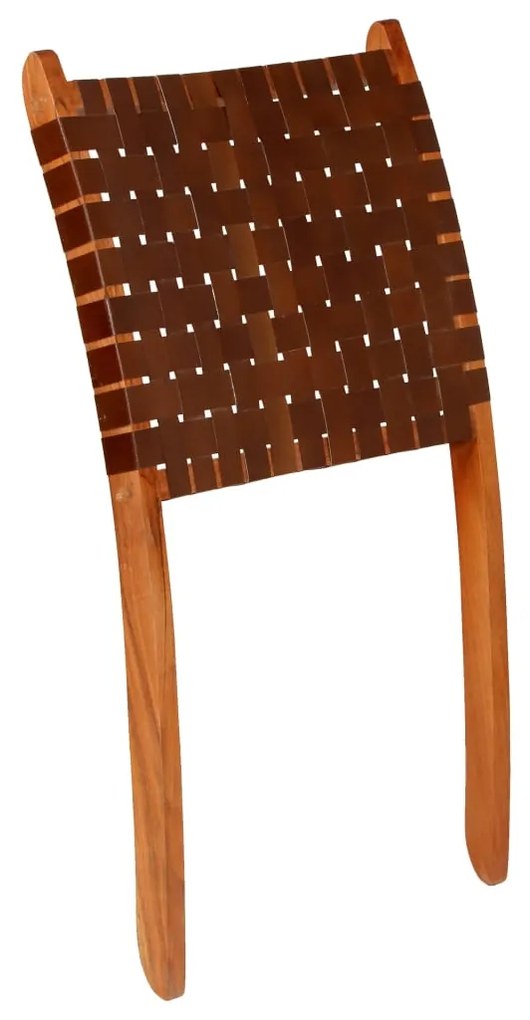 Skládací židle vyplétaná hnědá pravá kůže - Default Title