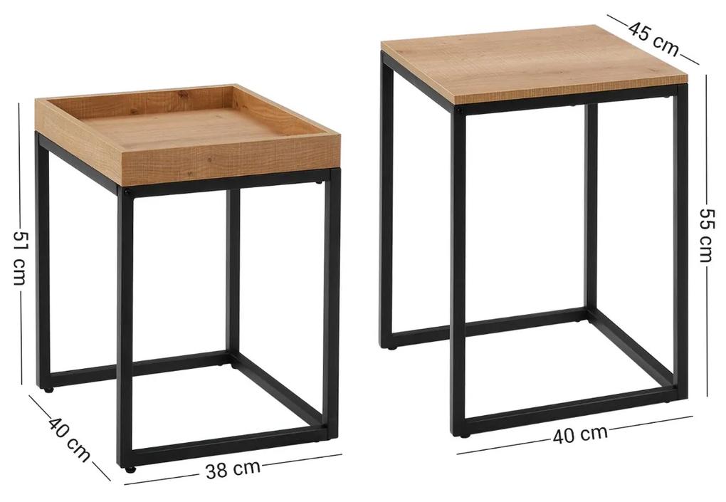 Moderní multifunkční stolek Hnědo-Černý INDUSTRIAL