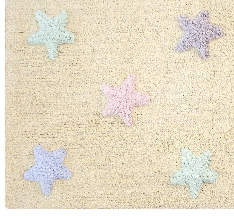 Lorena Canals koberce Pro zvířata: Pratelný koberec Tricolor Stars Vanilla ROZMĚR: 120x160