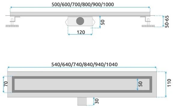 REA-G2562 - Odtokový žlab NEOX 70 cm nerezová ocel/zlatá