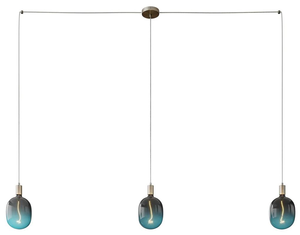 creative cables Svítidlo Spider se 3 závěsnými světly, textilním kabelem a kovovými komponenty Barva: Matný bronz, Montáž: Sestavený