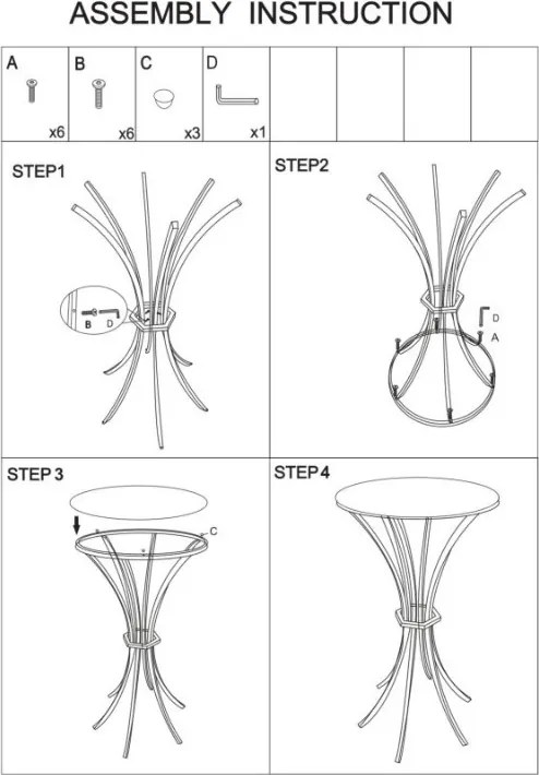 Designový barový stůl Tadanori 60 cm zlatý