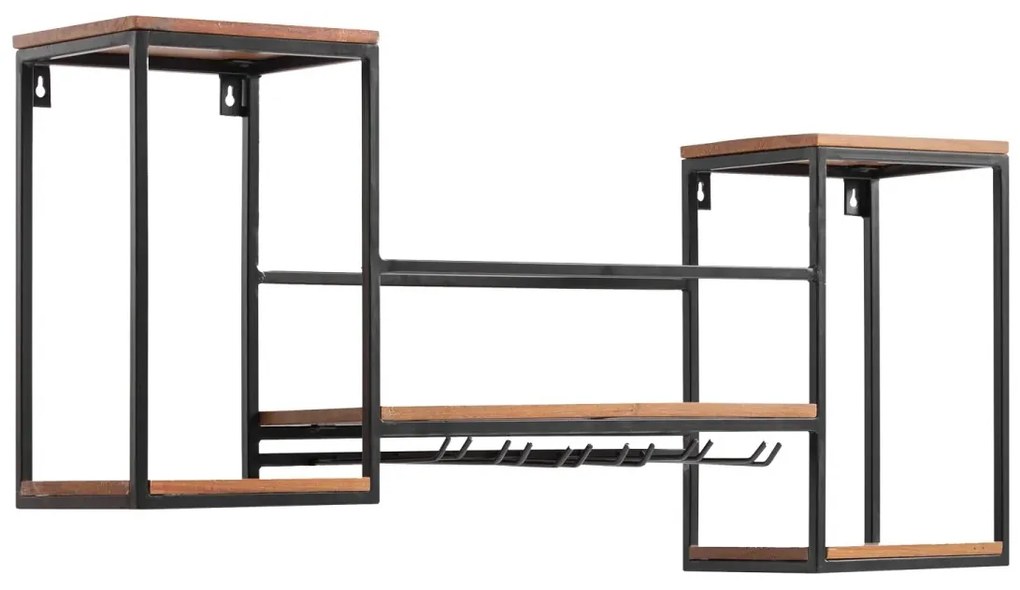 furniture-nabytek.cz - Masivní závěsná police Arvello z kovu a dřeva, lakovaná, hnědá – 100×20×41 cm
