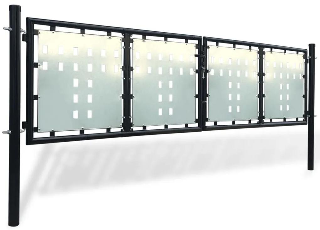 Černá dvoukřídlá plotová brána | 300x150 cm