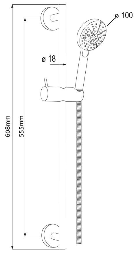 Mereo Mereo, Sprchová souprava, jednopolohová sprcha, dvouzámková nerez hadice, stavitelný držák, plast/chrom, CB900T