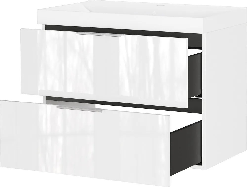Bílá lesklá závěsná skříňka pod umyvadlo 81x65 cm Celano – Germania