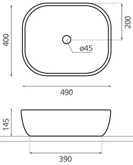 Bathco 4072 - Umyvadlo na desku OLEA 49x40 cm porcelán/bílá