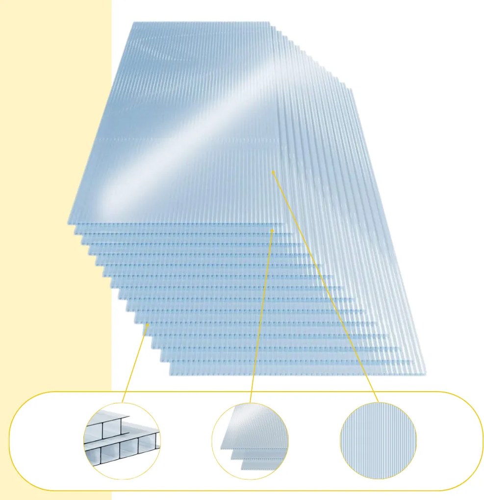Dutinkový polykarbonát MARK 4mm, 60,5x121x0,4cm, 14ks, transparentní Jurhan