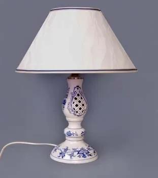 Lampa cibulák prolamovaná se stínítkem kašmír 48 cm originální cibulákový porcelán Dubí (70559)