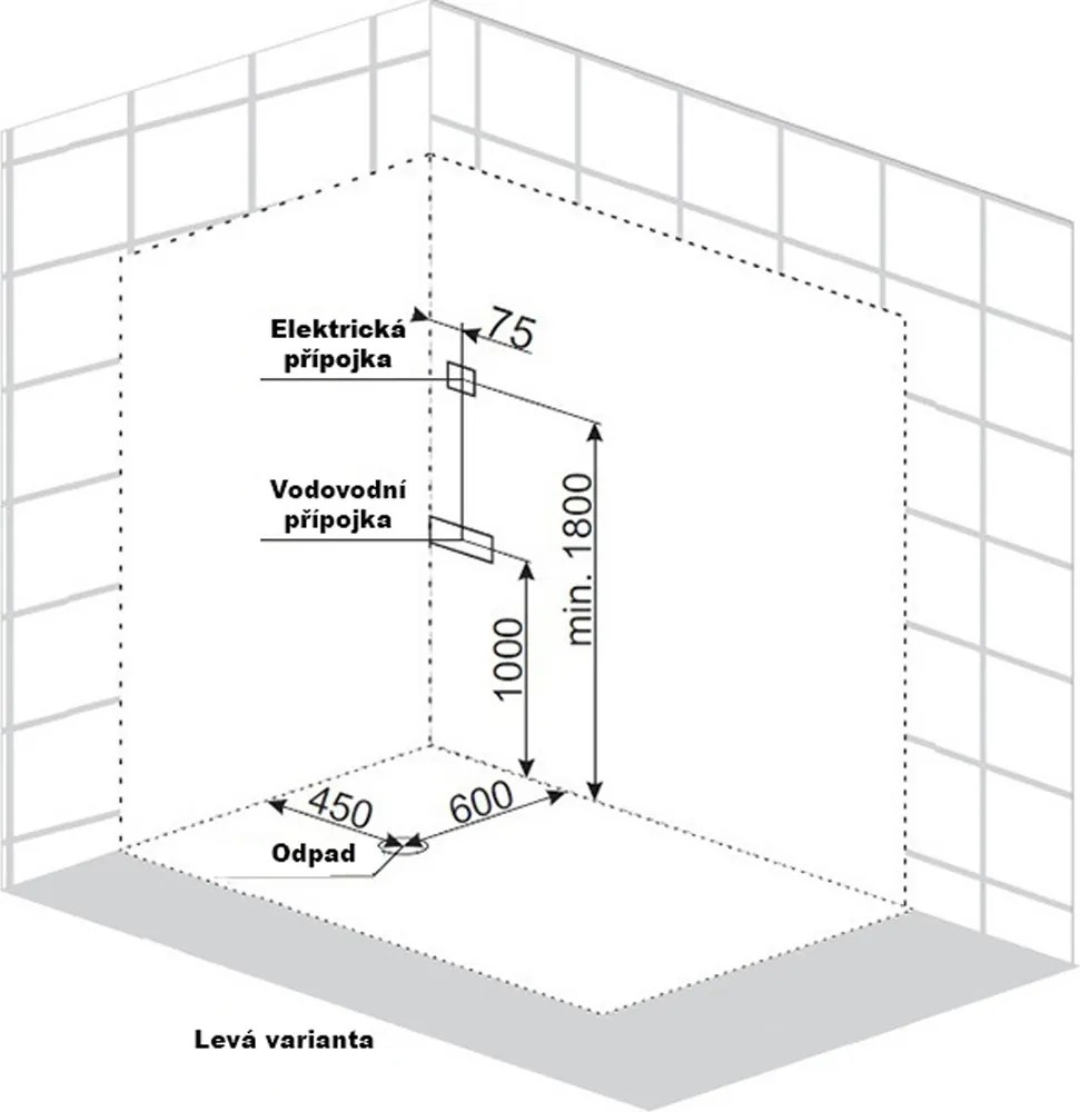 Terra Hydromasážní box WSH7106 LWS, 120x80 levý se saunou
