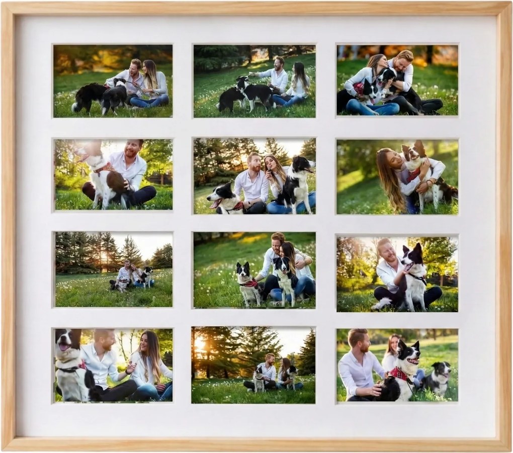 Dřevěný fotorámeček na 12 fotografií FORMIN, 59 x 54 cm