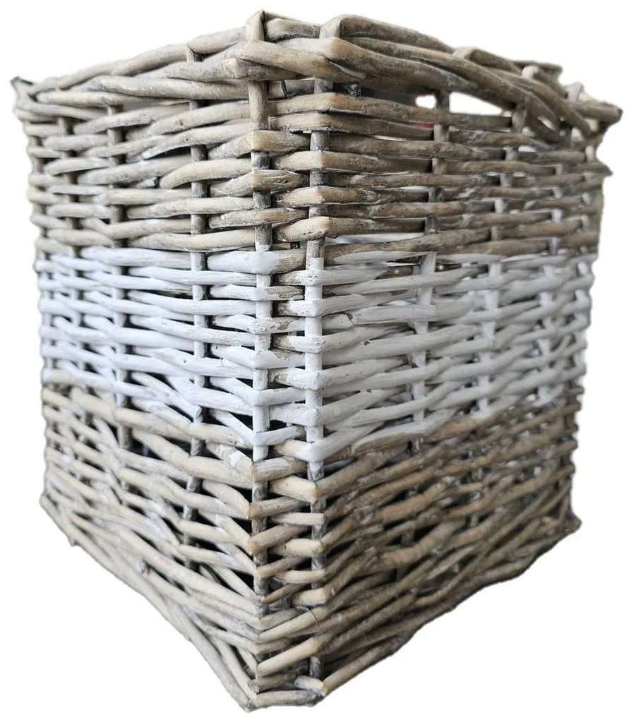 Hnědé antik hranaté ratanové stínidlo - 25*25*25 cm / E27