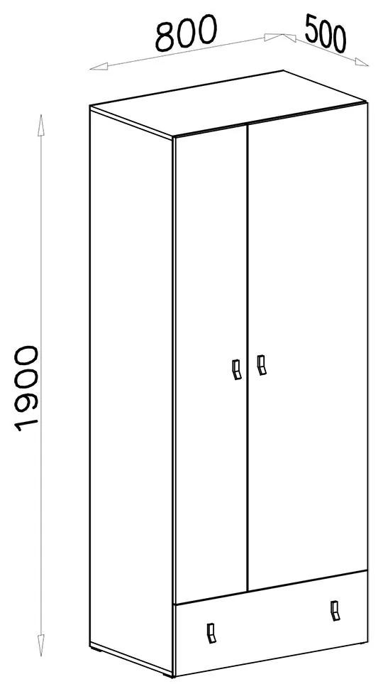 PLANET č | šatní skříň PL3 | 80 cm | černá/dub/béžová