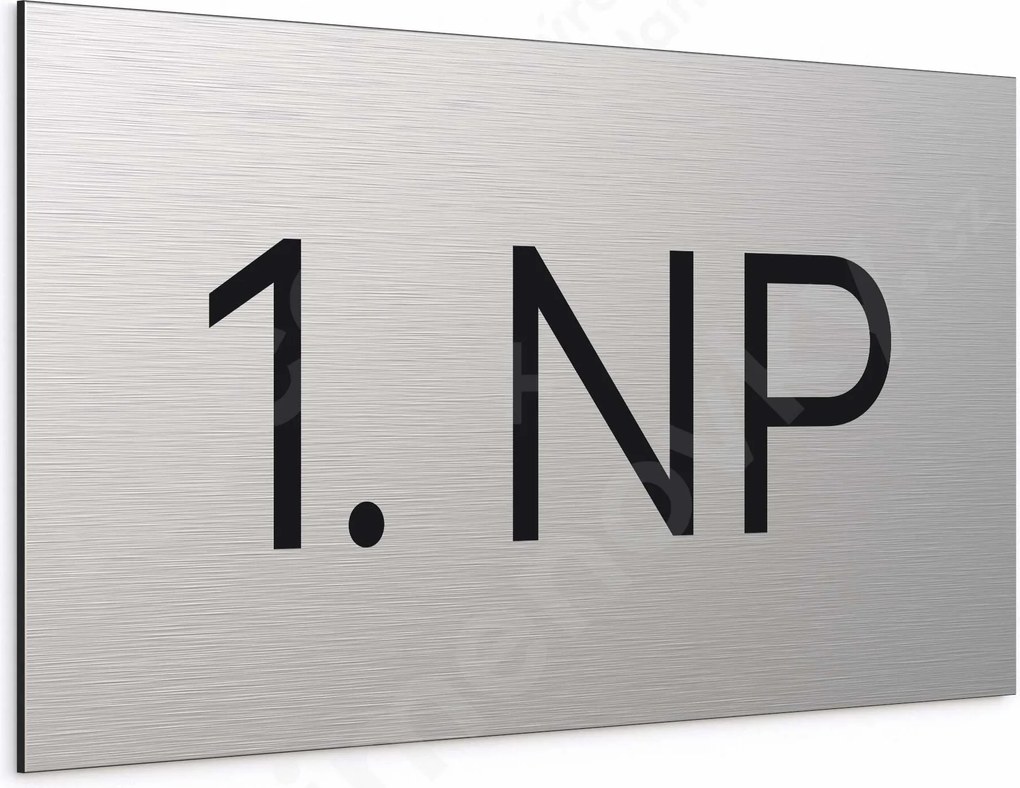 ACCEPT Označení podlaží "1. NP" - stříbrná tabulka - černý popis