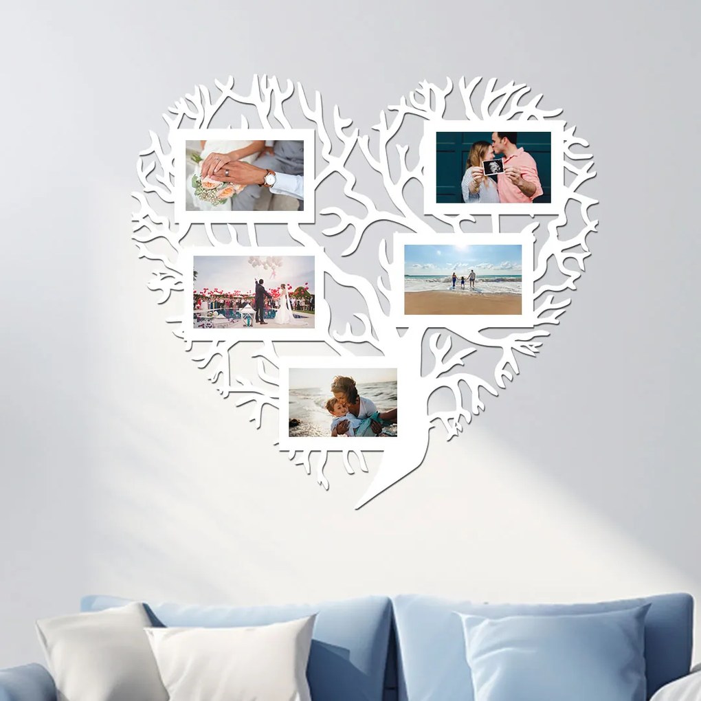 dřevo života Dřevěný fotorámeček Srdcový strom Zvolte barvu dekoru: Antracitová, Zvolte velikost celého fotorámečku (cm): 75x75, Zvolte velikost fotografie (cm): 10x15