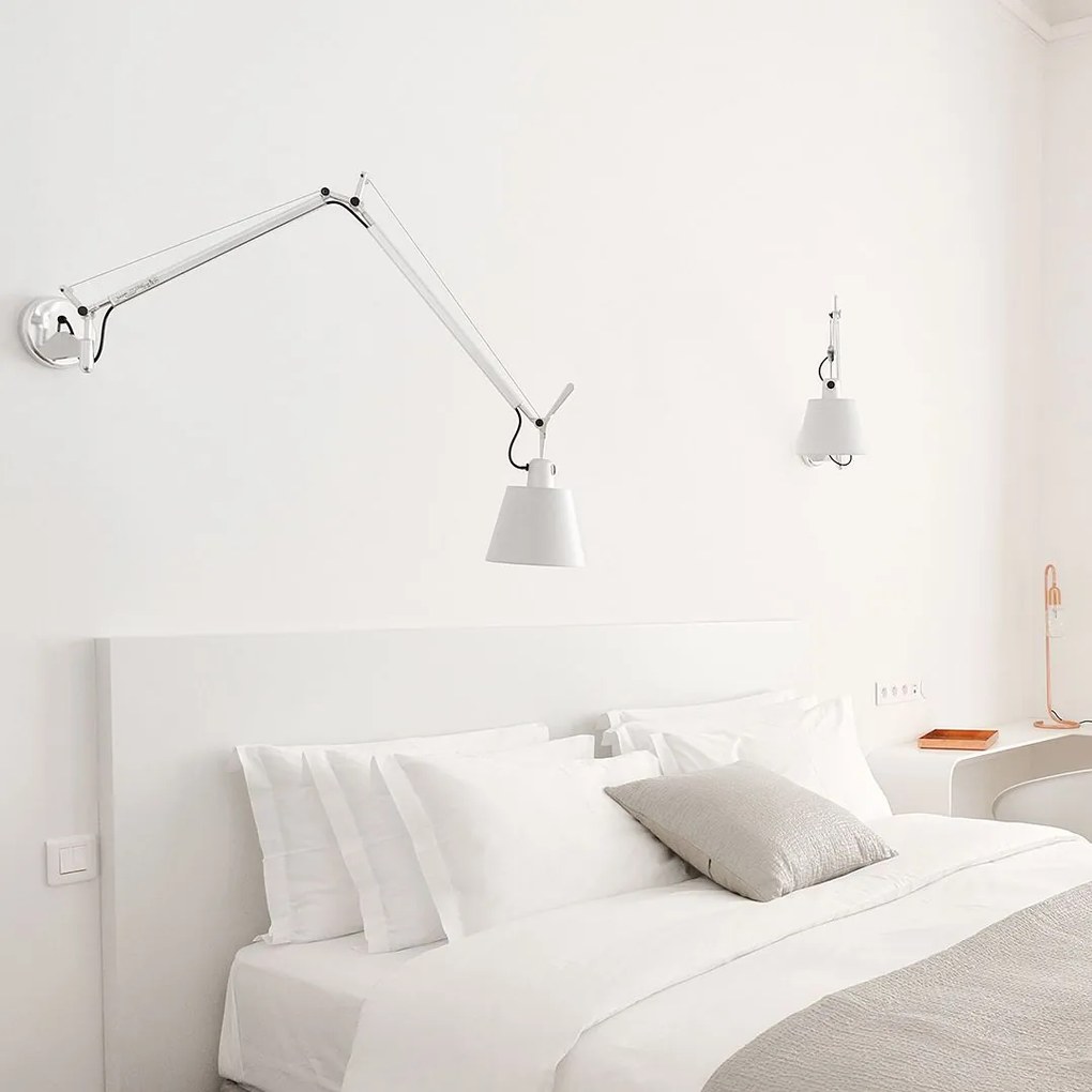 Artemide Tolomeo Basculante 180 Parette, nástěnná lampa do svorkovnice s vypínačem, pergamenové stínítko, 1x46W E27, max. výška 111,7cm