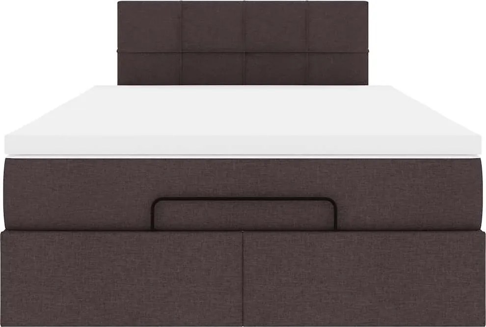 Osmanský rám postele s matrací tmavě hnědá 120x190cm textil 3311445