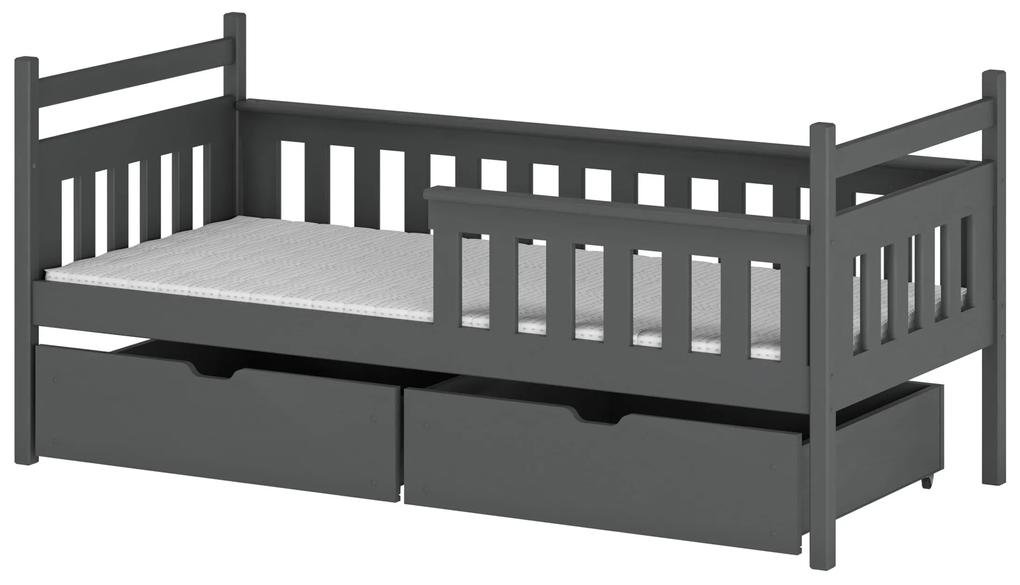 Dětská postel 90 cm Emelda (s roštem a úl. prostorem) (grafit). 1012938