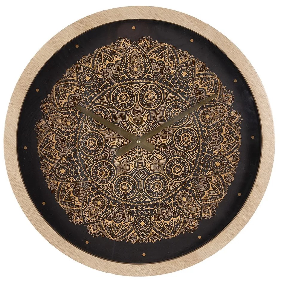 Černohnědé antik nástěnné hodiny s ornamenty - Ø 50*6 cm / 1*AA