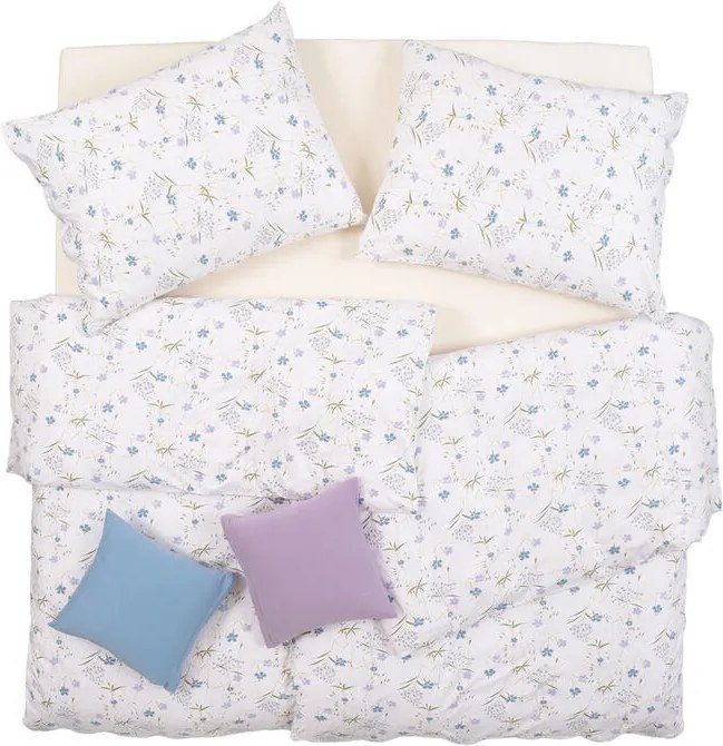 SCANquilt povlečení JERSEY luční kvítka pastelová 140 x 200/70 x 90 cm
