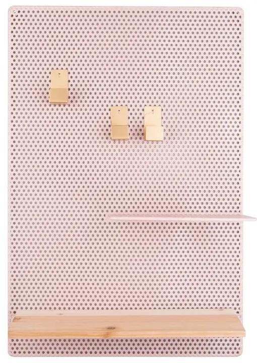 Světle růžová kovová nástěnka PT LIVING Perky, 34,5 x 52,5 cm