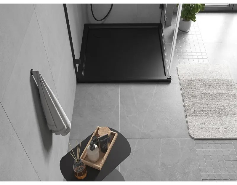Mexen Flow Slim, čtvercová sprchová vanička 85 x 85 cm, černá matná, 46S708585