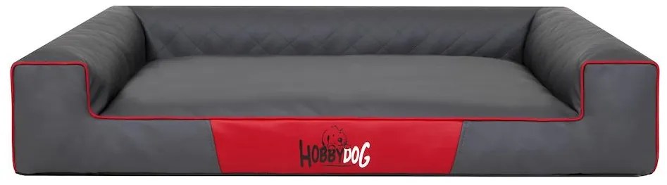 HobbyDog Pelíšek pro psa LUX Victoria - šedý eko kůže VELIKOST: L - 80 x 55 cm