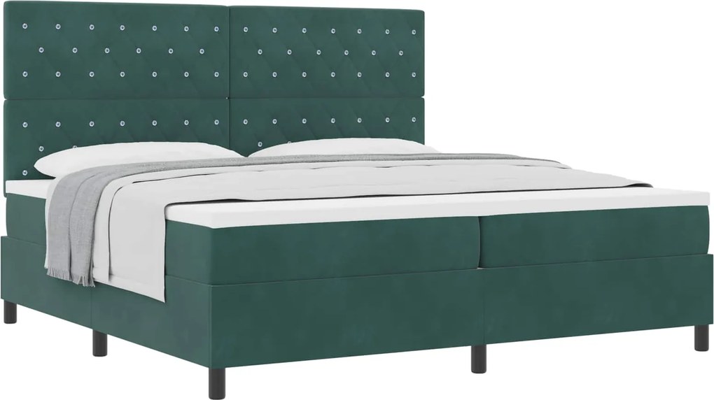 Postel s boxspringem s matrací Tmavě zelená 200 x 200 cm samet 3339791