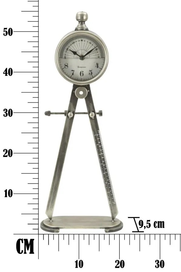 Stříbrné kovové stolní hodiny Mauro Ferretti Risio, 54 cm