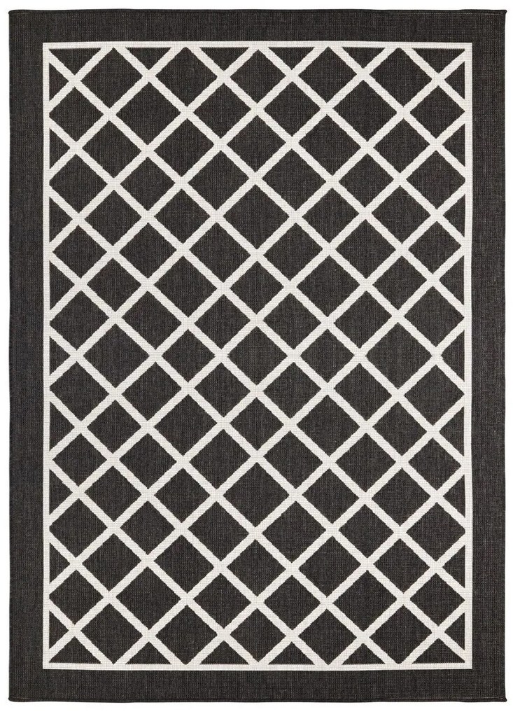 Hanse Home, Kusový koberec Twin Supreme 103425 Sydney black creme – na ven i na doma, 160x230, černá, chodba / předsíň